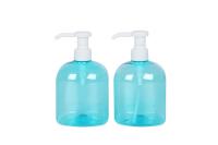 China Shampoo Pump Bottle Plastic Dispenser Bottle 500ml Blue PET Round Lotion Hand Soap for sale