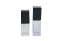 China Transparent Square Makeup OD32mm Foundation Glass Bottle 20ml 30ml Cosmetic Primer Dispenser for sale