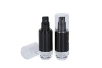 China Empty 1.7oz Acrylic Black Makeup Foundation Dispenser Bottle Cosmetic Pump Bottle for sale