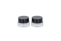 China 5G / 5ML Round Clear Glass Jars with Black Lids Makeup Foundation Lotion Cream Cosmetic Conatiner for sale