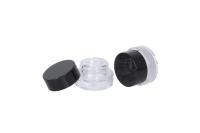 China 5G / 5ML Round Clear Glass Jars with Black Lids Makeup Foundation Lotion Cream Cosmetic Conatiner for sale