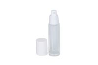 China 30ml Glass Foundation Bottle With Press Pump Travel Cosmetic Emulsion Essence Bottle for sale