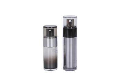 China Double Wall Acrylic Airless Makeup Foundation Bottle Cylinder Black for sale