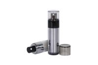 China Double Wall Acrylic Airless Makeup Foundation Bottle Cylinder Black for sale