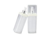 China 100ml BPA Free Acrylic Airless Bottle Transparent Square Shape OD 57.5mm for sale