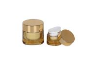 China Gold Cosmetic Packaging Set Plastic Dropper Bottle Lotion Bottle Toner Bottle And 15/50g Acrylic Cream Jar for sale