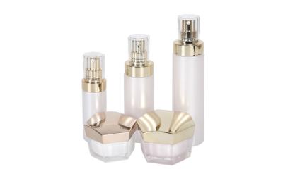 China 30/50/60/120/170ml Plastic Cosmetic Bottle Set With Cream Jar Skin Care Hexagon Cream Jar Empty Lotion Serum Bottle for sale