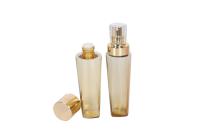 China Popularity Gold Cosmetic Packaging Set 150/200ml PETG Toner Bottle Lotion Bottle 15/50g Acrylic Cream Jar for sale