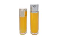 China Hexagon Gold/Yellow Beauty Packaging Acrylic 30/60/100ml Moisturizing Lotion Bottles And 30/50g Cream Jar for sale