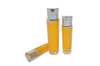 China Hexagon Gold/Yellow Beauty Packaging Acrylic 30/60/100ml Moisturizing Lotion Bottles And 30/50g Cream Jar for sale