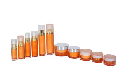 China Cylindrical Cosmetic Packaging Personal Skincare Acrylic Lottle Sets 6pcs 15/30/50/100/120ml Facial Lotion Serum Bottle for sale