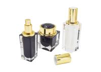 China High-end Acrylic Skincare Set 15-30-50-100-120ml Square Lotion Bottle 15-30-50g Cream Jar for sale