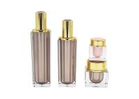 China High-end Acrylic Skincare Set 15-30-50-100-120ml Square Lotion Bottle 15-30-50g Cream Jar for sale