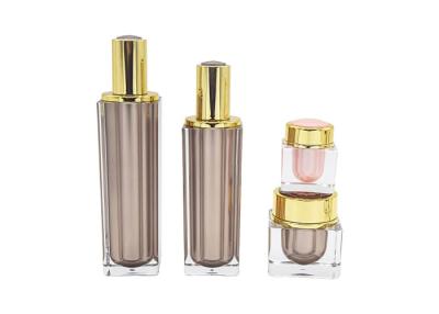 China High-end Acrylic Skincare Set 15-30-50-100-120ml Square Lotion Bottle 15-30-50g Cream Jar for sale
