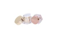 China Gradient Color Acrylic 30-50-100ml Polygon Lotion Bottle 30-50g Cream Jar Skincare Cosemtic Packaging for sale