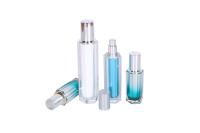 China Gradient Color Acrylic 30-50-100ml Polygon Lotion Bottle 30-50g Cream Jar Skincare Cosemtic Packaging for sale