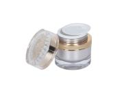 China Elegant Cosmetic Personal Care Packaging Set 50g Cream Jar 30-50-100ml Acrylic Gold Pump Lotion Bottle for sale