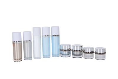 China Custom Color Acrylic 100ml 120ml 150ml Lotion/Toner Bottle 30g 50g Cream Jar Skincare Cosmetic Packaging Set for sale