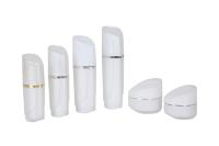 China White Acrylic Obilque Cap 30-50-100-120ml Lotion Bottle 30-50g Cream jar Skincare Cosmetic Packaging Set for sale