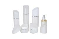 China White Acrylic Obilque Cap 30-50-100-120ml Lotion Bottle 30-50g Cream jar Skincare Cosmetic Packaging Set for sale