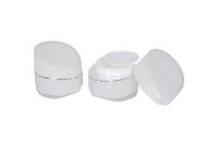 China White Acrylic Obilque Cap 30-50-100-120ml Lotion Bottle 30-50g Cream jar Skincare Cosmetic Packaging Set for sale