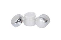 China Sliver Pump/Cap White Acrylic 15-30-50-100ml Lotion Bottle 30-50g Crean Jar Skincare Cosmetic Set for sale
