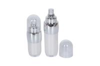 China Sliver Pump/Cap White Acrylic 15-30-50-100ml Lotion Bottle 30-50g Crean Jar Skincare Cosmetic Set for sale