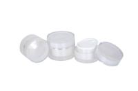 China Customized Color Skincare Set 15/30/50g Acrylic Cream Jar And 15/30/50ml Cosmetic Packaging Lotion Bottles Family Set for sale