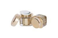China Family Set Square Gold Cosmetic Packaging Bottles 30/60/120ml For Skincare for sale