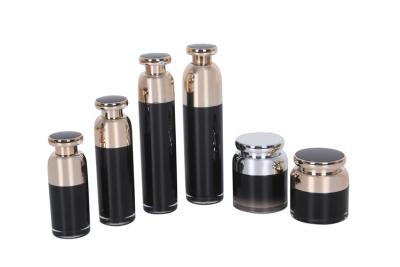China Mouth Cover Acrylic Lotion Bottle Cosmetic Cream Jar Packaging Set for sale