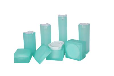 China Acrylic Cosmetic Cream Jar 80g Square Serum Pump Bottle Skincare Set for sale
