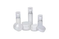 China Heavy Wall Acrylic Lotion Bottle Round Cream Jar 30g Skincare Cosmetic Set for sale