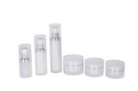 China Heavy Wall Acrylic Lotion Bottle Round Cream Jar 30g Skincare Cosmetic Set for sale
