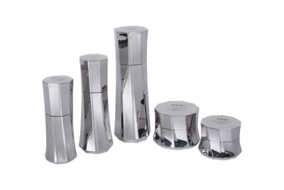 China Aluminium Oxidation Polygon Lotion Pump Bottle Skincare Refill Face Cream Jar for sale