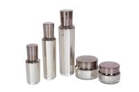 China Polygon Acrylic Lotion Bottle Skincare Cream Jar Cosmetic Family Set Packaging 60ml for sale
