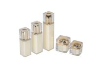 China Double Walll Empty Square Lotion Pump Bottle 50g Acrylic Cream Jar Cosmetic Set for sale