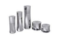 China Polygon Shape Acrylic Lotion Bottle Eye Cream Jar Cosmetic Packaging Set 100ml for sale