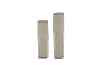 China Double Wall Lotion Cosmetic Pump Bottle 30 / 50ml Square Acrylic Face Cream Jar Family Set for sale