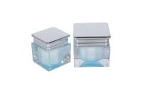 China 80 / 100ml Square Acylic Serum Lotion Bottle Skincare Cosmetic Set Cream Jar for sale