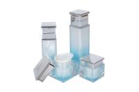 China 80 / 100ml Square Acylic Serum Lotion Bottle Skincare Cosmetic Set Cream Jar for sale