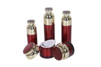 China 50ml Acrylic Lotion Cosmetic Pump Bottle With Mouth Cover Cream Jars Family Set for sale