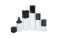 China Acrylic Lotion Cosmetic Pump Bottle 15g Square Cream Jar Skincare Set for sale