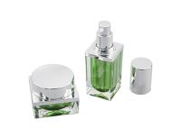 China Square Acrylic Jar Lotion Bottle Set Cosmetic Container Suit for sale
