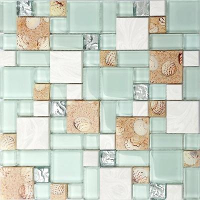 China Resin White Lip Pearl Aqua Shell Mosaic Tile Mix Beach Conch For Glass Countertop for sale