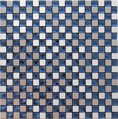 China Silver Brushed Particle Glass And Metallic Mosaic Wall Tiles With Blue Crystal Diamond Glass for sale
