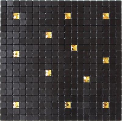 China Waterproof Black Self Adhesive Mosaic Wall Tiles , Peel And Stick Metal Tile Backsplash for sale