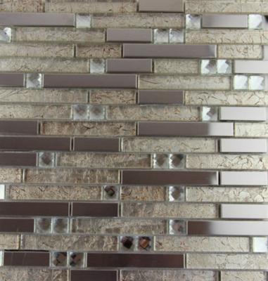 China Mix Colored Metallic Subway Tile Backsplash , Interlocking Metallic Kitchen Tiles for sale