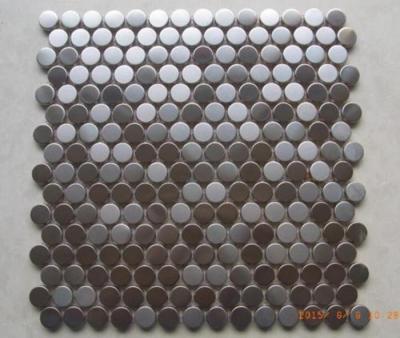 China Antique Small Metallic Border Tiles , Stainless Steel Penny Round Mosaic Tile for sale
