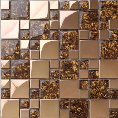 China Gold Stainless Steel Kitchen Backsplash Mosaic Tiles For Kitchen Table Top for sale