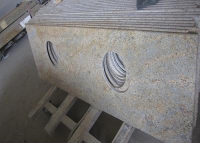 China Modern Kashmir Gold Granite Countertop , Two Sinks Hotel Granite Bathroom Worktops for sale